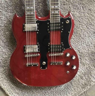 China Custom 12 String 6 String Double Head Electric Guitar Wine Red SG Mahogany Body 21 Frets for sale