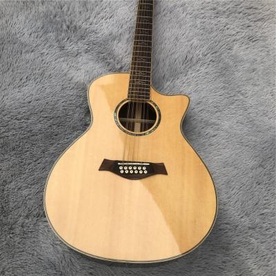 China Custom 41 Inch Solid Spruce Top Cutaway Rosewood Back 12 String 814 Acoustic Electric Guitar for sale