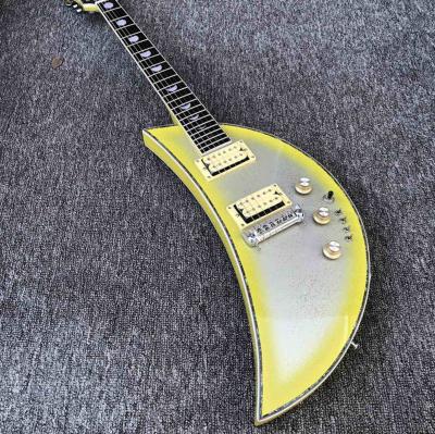 China Outlet 6 String Electric Moon Guitar Silver Paint Rosewood Fingerboard 22 Frets Mahogany Body for sale