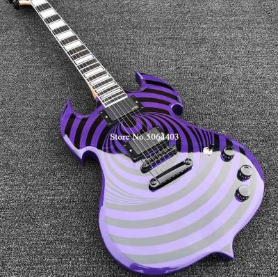 China Custom Shaped Electric Guitar Purple Paint Basswood Body Maple Neck Rosewood Fingerboard 22 Frets for sale