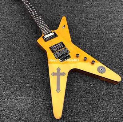 China Irregular Special-Shaped Electric Guitar Yellow Paint Rosewood Fingerboard 22 Fret Basswood Body Maple Neck for sale