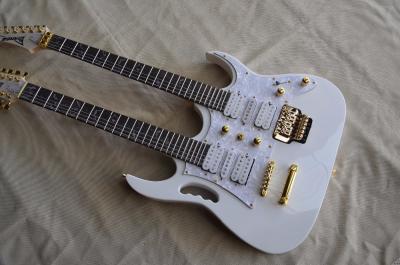 China Custom White Double Neck Electric Guitar 6+12 Strings Maple Fingerboard Basswood Body for sale