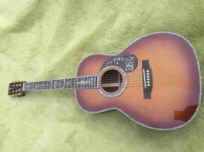 China Factory Custom 39 Inch OOO45C Style Acoustic Guitar Solid Spruce Top Ebony Fingerboard Real Abalone Inlay for sale