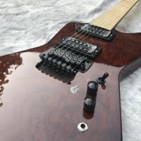 China Custom 7 String Electric Guitar Brown Rosewood Top Covered Maple Fingerboard Mahogany Body 22 Frets for sale