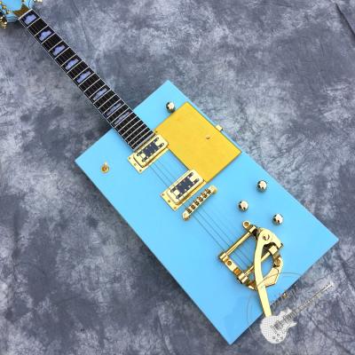 China Mahogany Electric Guitar Blue Gold Hardware 22 Fret Rosewood Fingerboard Custom Logo OEM for sale