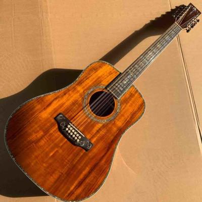 China 41 Inch KOA Wood 12 String D45K Acoustic Electric Guitar with Ebony Fingerboard and Abalone Inlay for sale