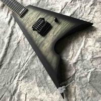 China Custom 7 String Flame Cover Flame Neck Maple Binding Fingerboard Edge Side Light Point Electric Guitar for sale