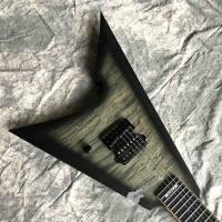 China Custom 7 String Flame Cover Flame Neck Maple Binding Fingerboard Edge Side Light Point Electric Guitar for sale