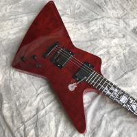 China Custom Electric Guitar Wine Red Rosewood Top 22 Fret Mahogany Body Black Hardware OEM Logo for sale