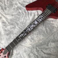 China Custom Electric Guitar Wine Red Rosewood Top 22 Fret Mahogany Body Black Hardware OEM Logo for sale