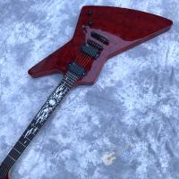 China Custom Electric Guitar Rosewood Top Mahogany Body 22 Fret Black Hardware Burgundy Finish OEM for sale