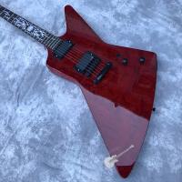 China Custom Electric Guitar Rosewood Top Mahogany Body 22 Fret Black Hardware Burgundy Finish OEM for sale
