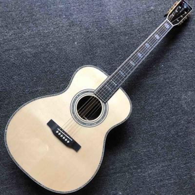 China Custom OM Body Solid Europe Spruce Top Ebony Fingerboard Rosewood Back Side Abalone Binding Classic Acoustic Guitar for sale