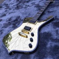 China Custom Paul Stanley Mirror Crack Electric Guitar 22 Fret Basswood Body Maple Neck for sale