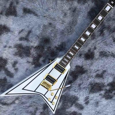China Jackson Custom Flying V Electric Guitar White Gold Hardware Rosewood Fingerboard 6 String for sale
