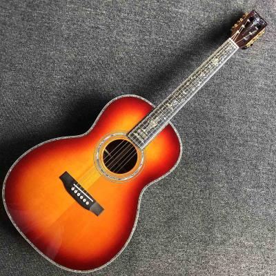 China Custom 39 Inch Round Corner Electric Guitar Spruce Body Mahogany Neck Rosewood Fingerboard 21 Fret Abalone Inlay for sale