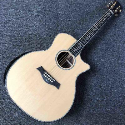 China 41 Inch Acoustic Electric Guitar Solid Spruce Top Ebony Fingerboard 22 Fret Real Abalone Inlay Cutaway for sale