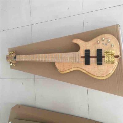 China Custom Burst Maple Top 6 String Bass Guitar Neck Through Body Ebony Fingerboard Active Pickups for sale
