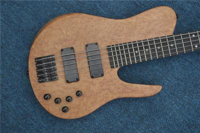 China Custom 5 String Neck Through Ash Body Electric Bass Guitar 24 Fret Natural Wood for sale