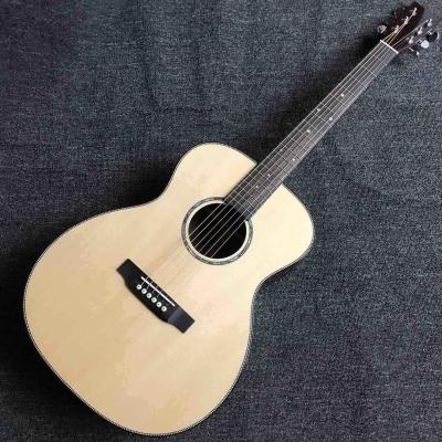China Custom AAAA All Solid Spruce OM Acoustic Guitar Ebony Fingerboard 21 Fret Rosewood Back Sides for sale