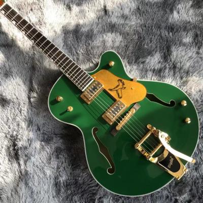 China Custom Grand Gret Semi Hollow Body Jazz Electric Guitar Mahogany 22 Fret Green for sale