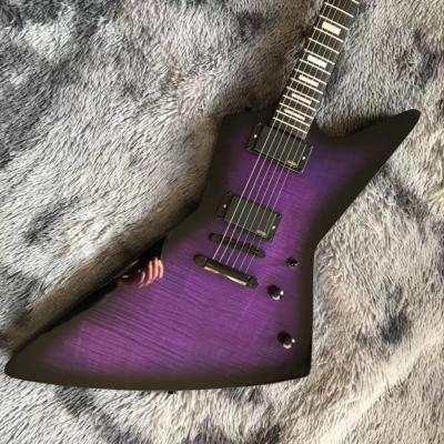 China Custom Grand Flamed Maple Top Electric Guitar Purple Mahogany Body 22 Fret Rosewood Fingerboard for sale