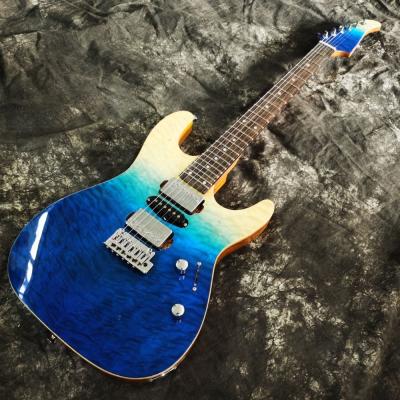 China Custom Electric Guitar Flamed Maple Top Mahogany Body Rosewood Fretboard 22 Frets Blue for sale