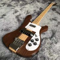 China Custom 4 String Walnut Electric Bass with Maple Fingerboard Neck Through Body Passive Pickups for sale