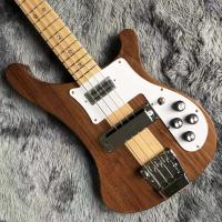 China Custom 4 String Walnut Electric Bass with Maple Fingerboard Neck Through Body Passive Pickups for sale