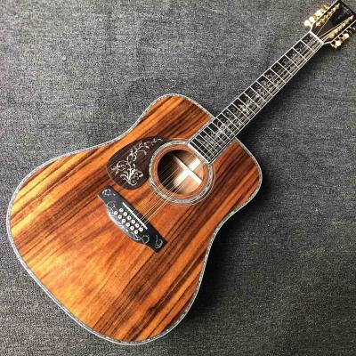 China Custom KOA 12 Strings Left Handed Acoustic Guitar Solid KOA Wood Ebony Fretboard for sale