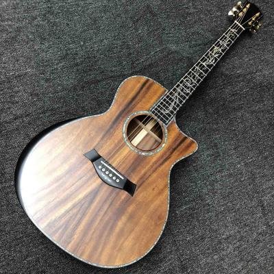 China Custom 41 Inch Solid KOA Top Acoustic Guitar with Ebony Fingerboard and Abalone Inlay for sale
