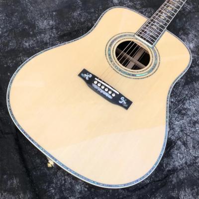 China Custom AAAAA All Solid Wood D100 Acoustic Guitar with Abalone Inlay Spruce Top Rosewood Back for sale