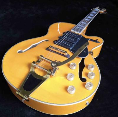 China Custom Golden Jazz Electric Guitar in Yellow for sale