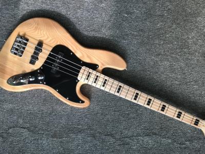 China Custom 4 String Fanned Fret Electric Bass Ash Body Maple Neck 33-35 Inch Passive Pickup for sale