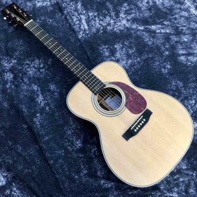 China Custom Solid Sikta Spruce Top Rosewood Back Side OM Abalone Acoustic Guitar Herringbone Binding for sale