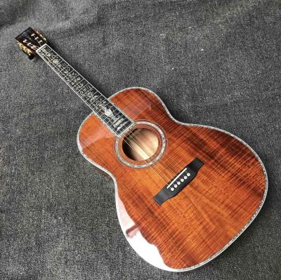 China Custom 39 Inch KOA Wood Parlor Acoustic Guitar 00045 Style with 22 Frets Abalone Inlay for sale