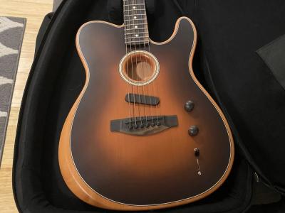 China Custom Acoustasonic Tele Sunburst Electric Guitar Mahogany Body 22 Fret Satin Matte Finish for sale