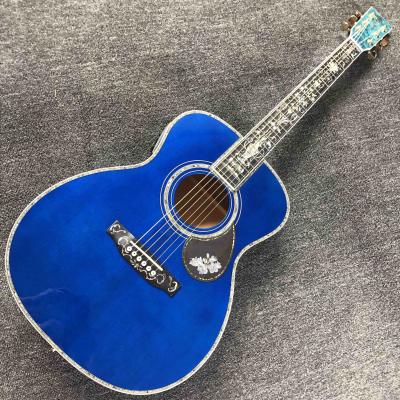 China Custom Solid Spruce 41 Inch D Style Acoustic Guitar Ebony Fingerboard Abalone Inlay Passive Pickup for sale