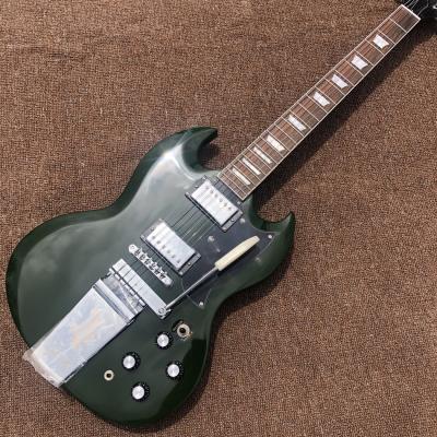 China Custom SG Electric Guitar G400 Deep Army Green Rosewood Fingerboard 24 Fret Bigsby Tremolo for sale