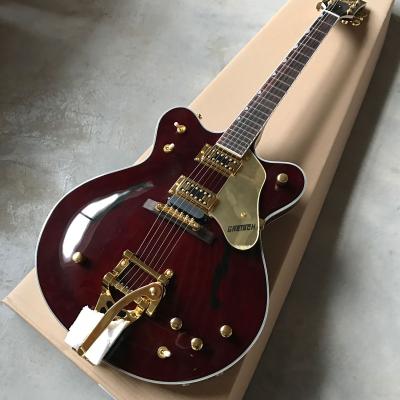 China Custom Double Convex Electric Guitar Big Tremolo Wine Red 22 Fret Mahogany Body for sale