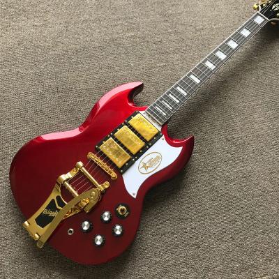 China Custom SG Electric Guitar Mahogany Body Rosewood Fingerboard 22 Fret Metal Red for sale