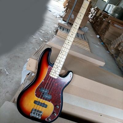 China Custom 4 String Electric Bass Tobacco Sunburst Maple Fretboard 24 Fret Passive Pickup for sale