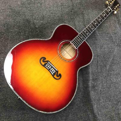 China Custom J200 Flamed Maple Acoustic Guitar Sunburst 20 Fret Rosewood Fingerboard for sale