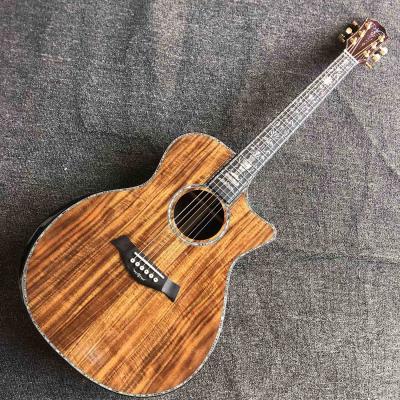 China Custom All Solid KOA Wood Acoustic Electric Guitar 20 Fret Ebony Fingerboard Rosewood Back Side Cutaway Armrest for sale