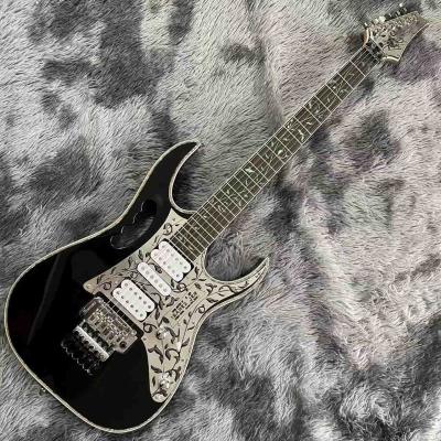 China Custom Black Electric Guitar 22 Fret Basswood Body Maple Neck Floyd Rose Bridge Chrome Hardware for sale