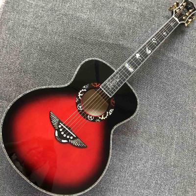 China Custom Solid Spruce Top Acoustic Guitar 40 Inches Flamed Maple Back Ebony Fingerboard Abalone Inlay for sale