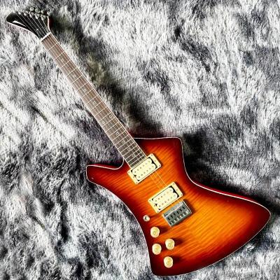 China Custom Left Handed Electric Guitar BURN WASH Shape Flamed Tiger Maple Veneer 22 Fret Mahogany Body for sale