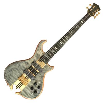 China Custom 5 String Bass Guitar Neck Through Body Flamed Maple Top Ebony Fingerboard 22 Fret for sale