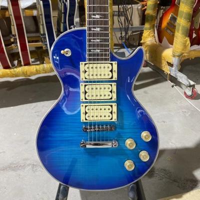 China Custom LP Style Electric Guitar with Humbucker Pickups Mahogany Body Rosewood Fingerboard Blue 22 Frets for sale