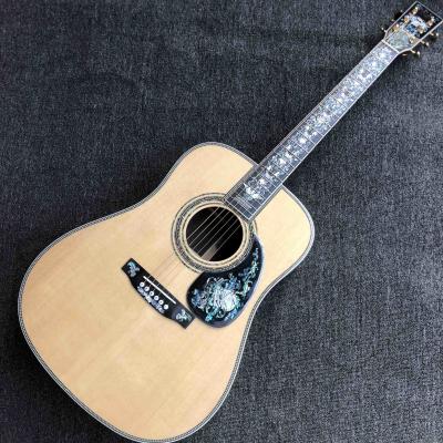 China Custom AAAAA Handmade Solid Wood Dreadnought Acoustic Guitar D100A 20 Frets Full Abalone Binding for sale